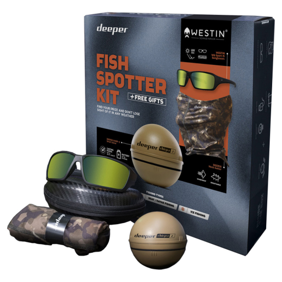 Deeper Smart Sonar CHIRP+ 2.0 Fish Spotter Kit (Westin W6 Sport + Deeper Neck Gaiter ...