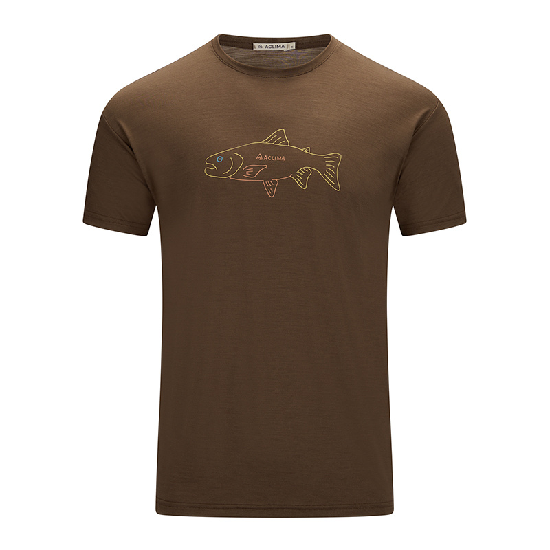 Aclima LightWool 140 Classic Tee Salmon M's Dark Earth | Sportfishtackle.nl